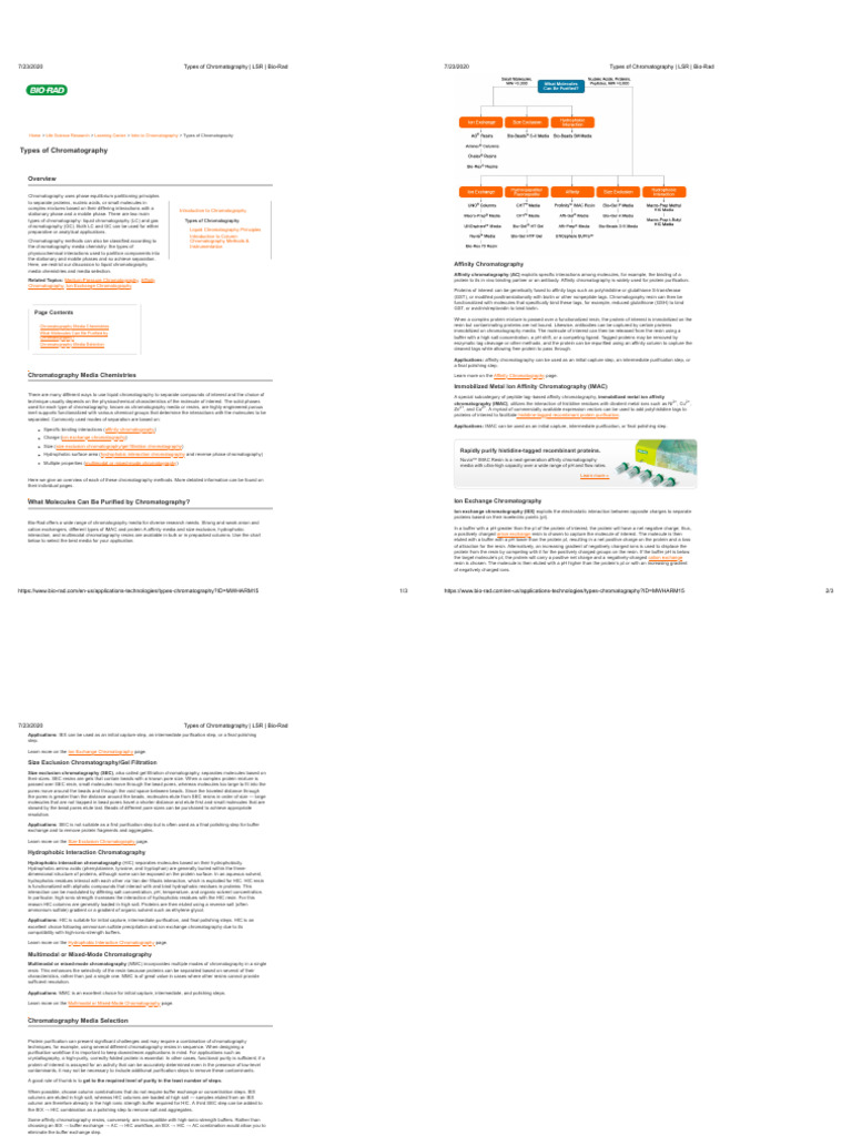 Types of Chromatography - LSR - Bio-Rad | PDF | Chromatography ...
