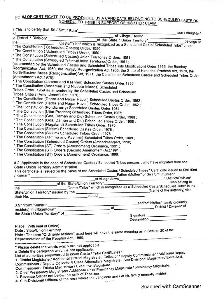 Cast Certificate Form | PDF