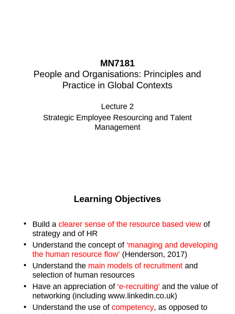 02 Slides MBA week 2 Employee Resourcing | PDF | Recruitment | Talent ... 02 Slides MBA week 2 Employee Resourcing | PDF | Recruitment | Talent ...