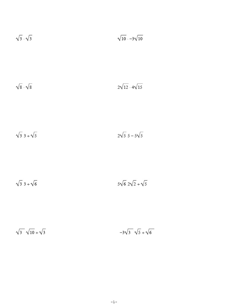 Gr. 9 Multiplying-and-Dividing Radicals | PDF