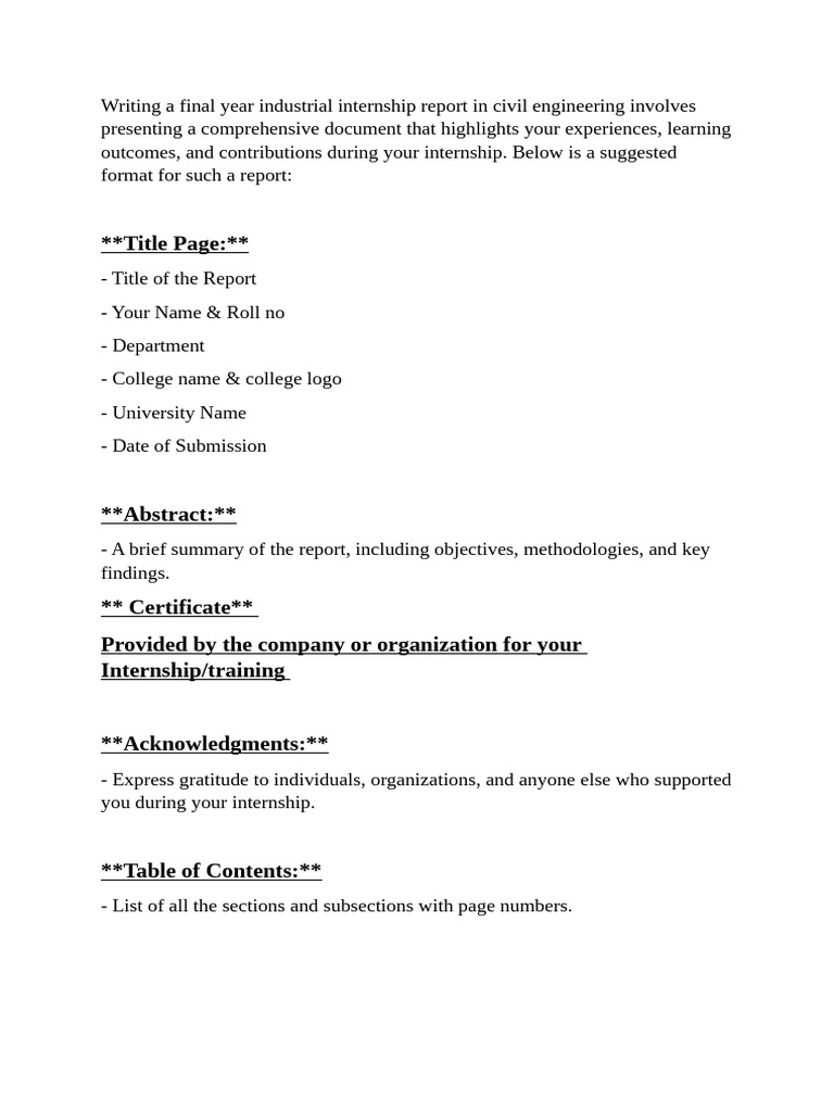 Civil Engg Internship Report Guide | PDF