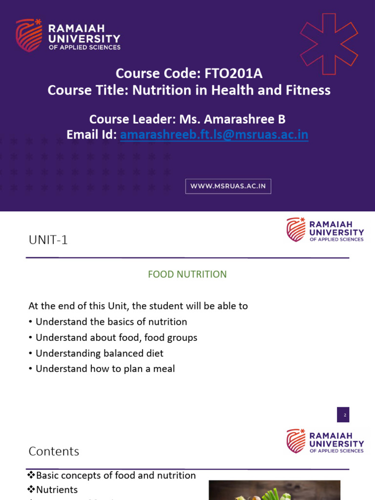 Unit 1- Food Nutrition | PDF | Foods | Nutrition