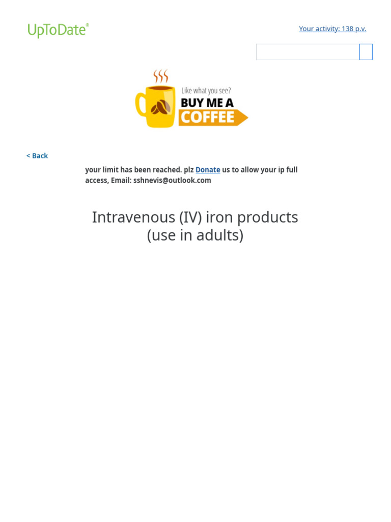 Intravenous (IV) Iron Products (Use in Adults) - Uptodate Free | PDF | Clinical Medicine ...