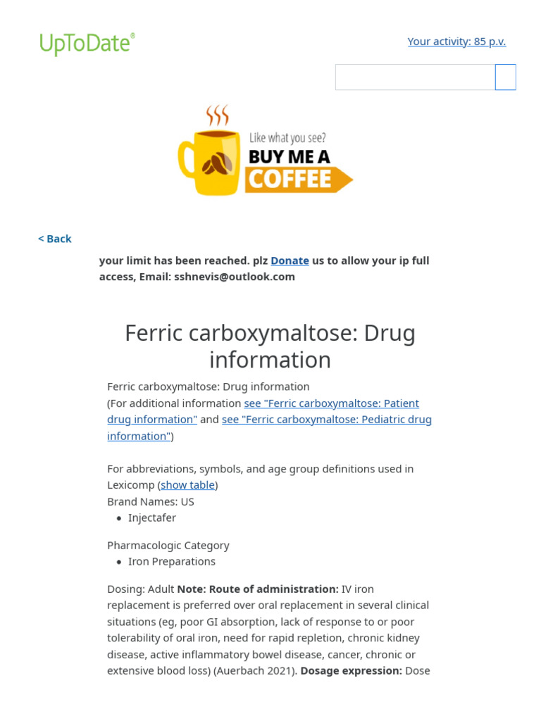 Ferric Carboxymaltose: Dosing Guide | PDF | Anemia | Hemoglobin