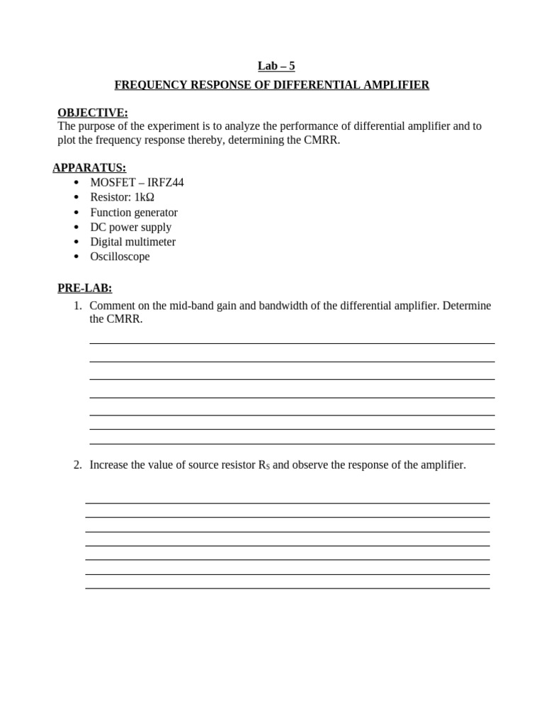 Lab 5 | PDF | Amplifier | Voltage
