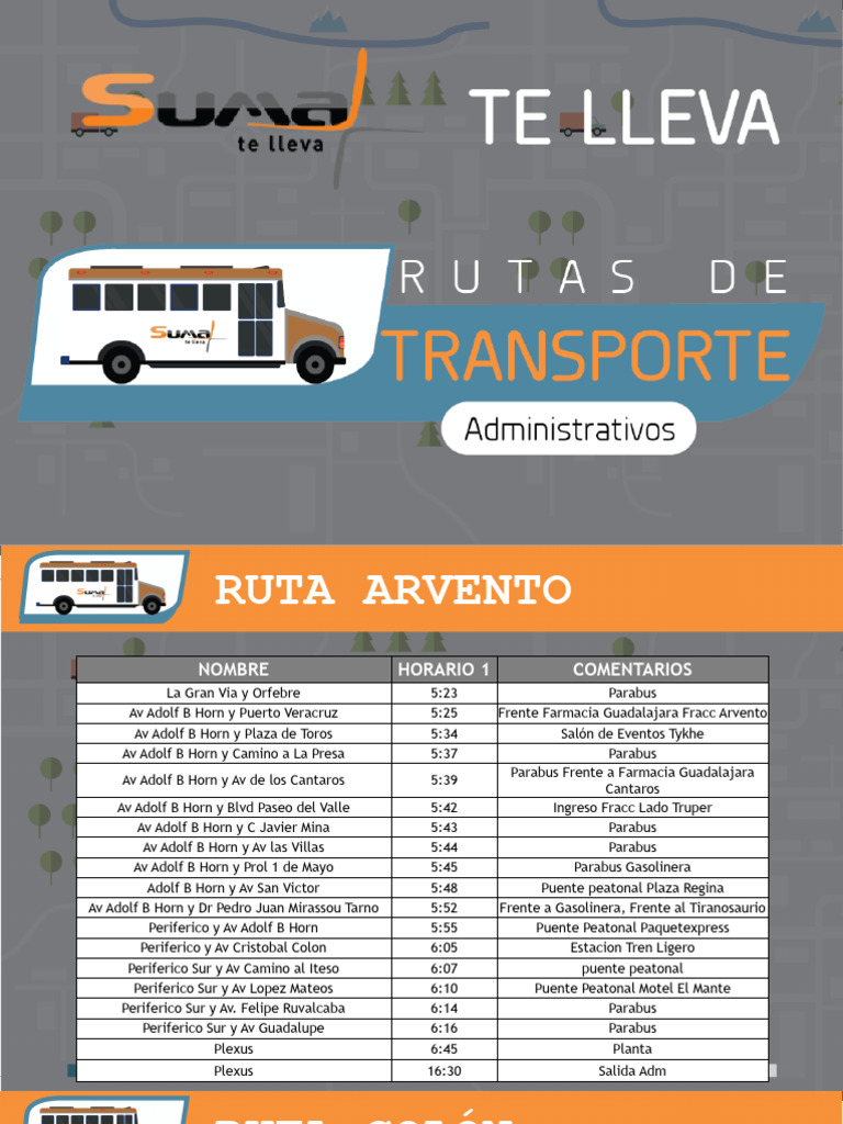 Rutas de Camiones Plexus y Horarios | PDF