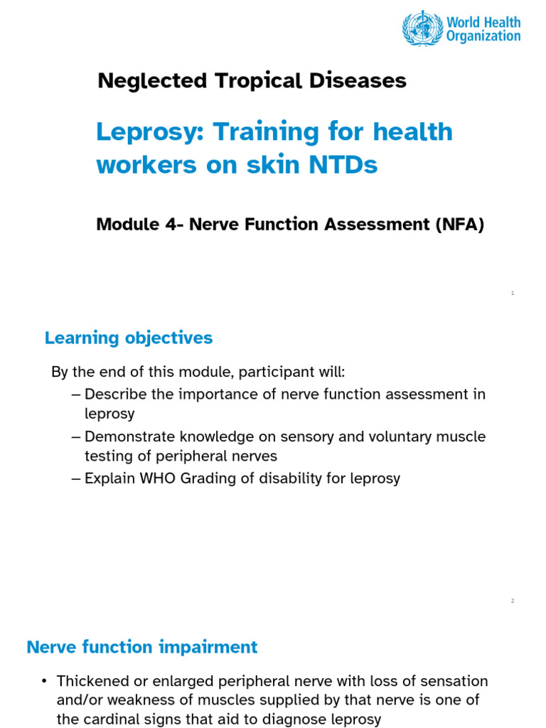 Module 4 Leprosy Nerve Function Assessment NFA | PDF | Thumb | Leprosy