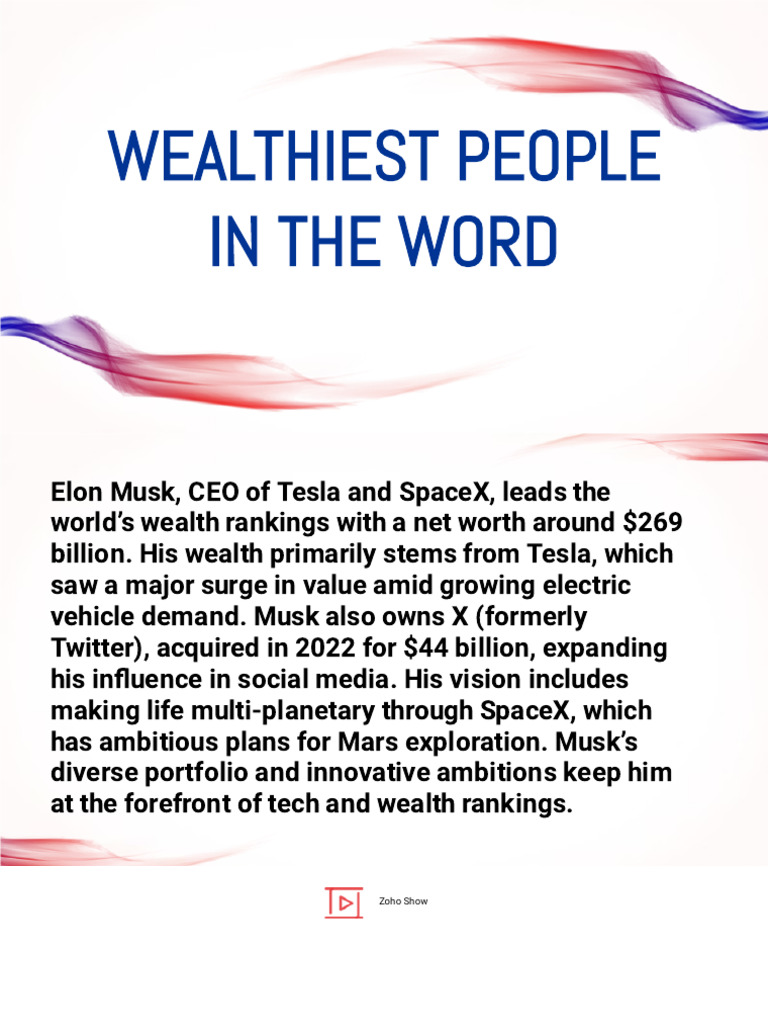 Elon Musk: Wealth and Ambitions | PDF | Technology & Engineering ...