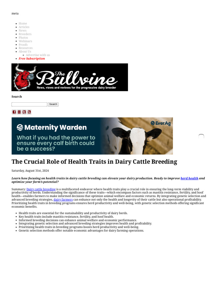 Health Traits in Dairy Cattle Breeding | PDF | Dairy Cattle | Dairy Farming
