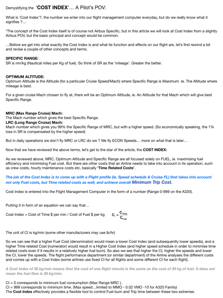 Understanding Cost Index in Aviation | PDF | Aviation | Aerospace