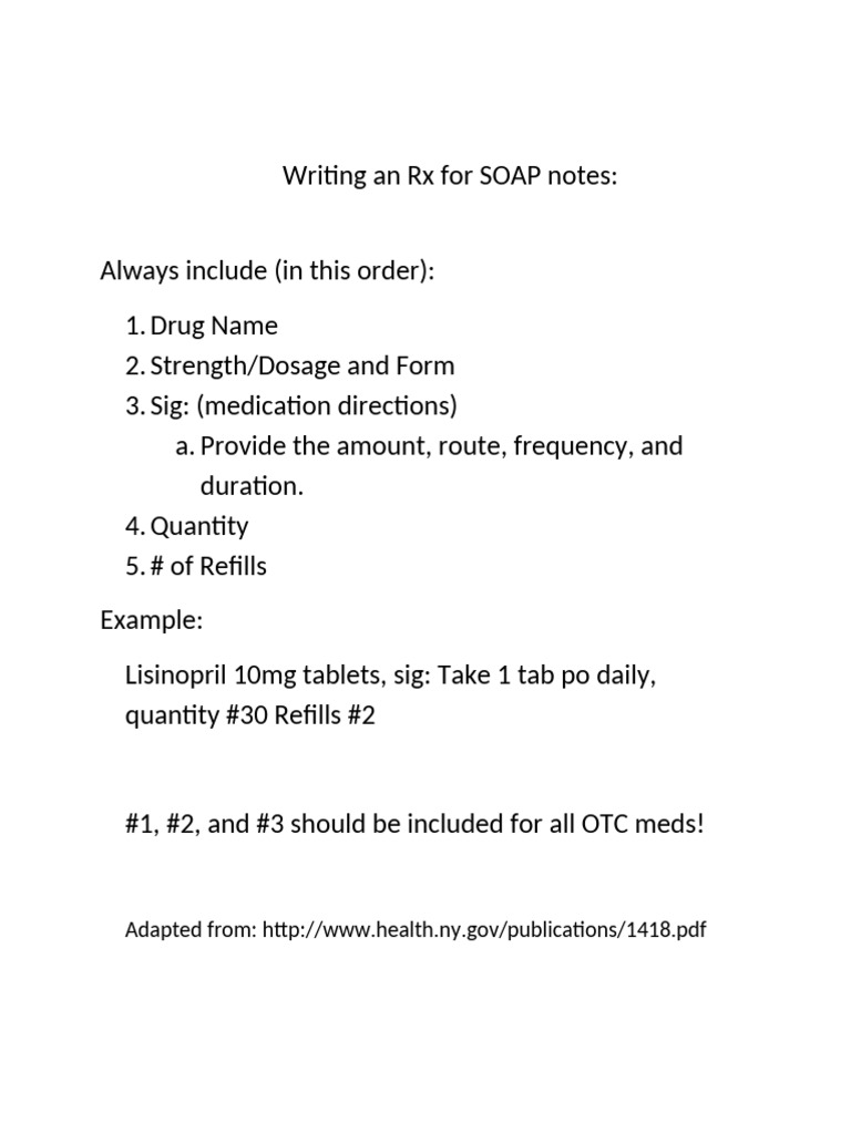 Writing An RX For SOAP Notes | PDF | Wellness