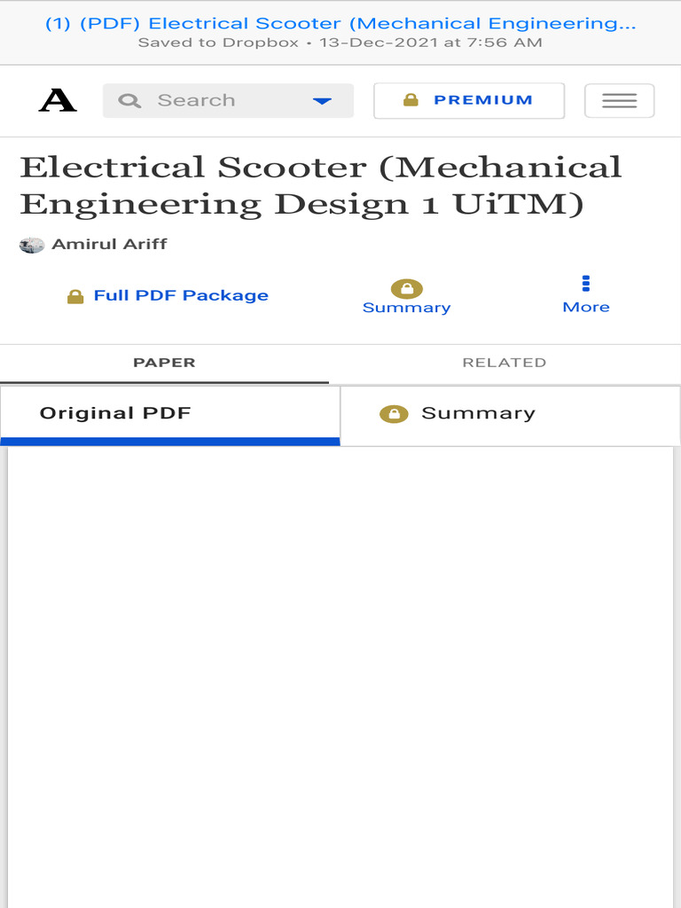 (PDF) Electrical Scooter (Mechanical Engineering Design 1 UiTM) Amirul ...