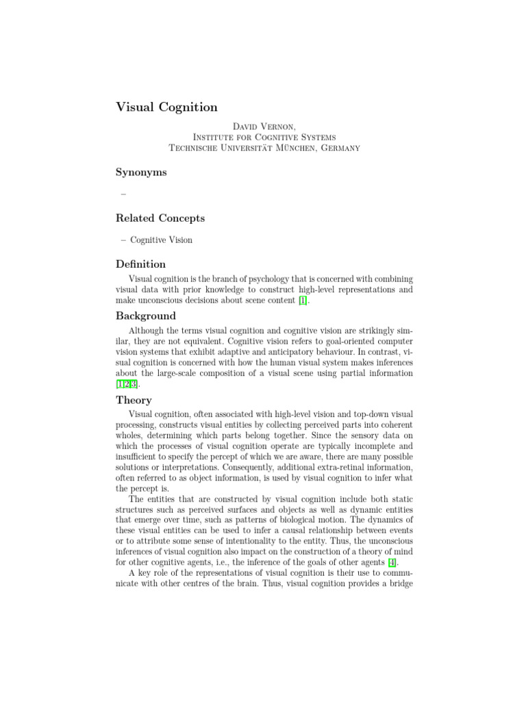 12 Vernon Visual Cognition | PDF | Visual Perception | Cognition