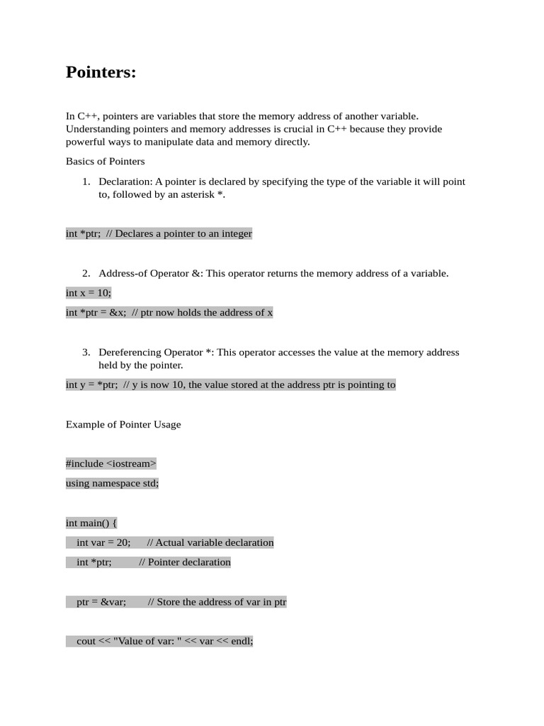 Pointers In C Pdf Pointer Computer Programming Integer Computer Science