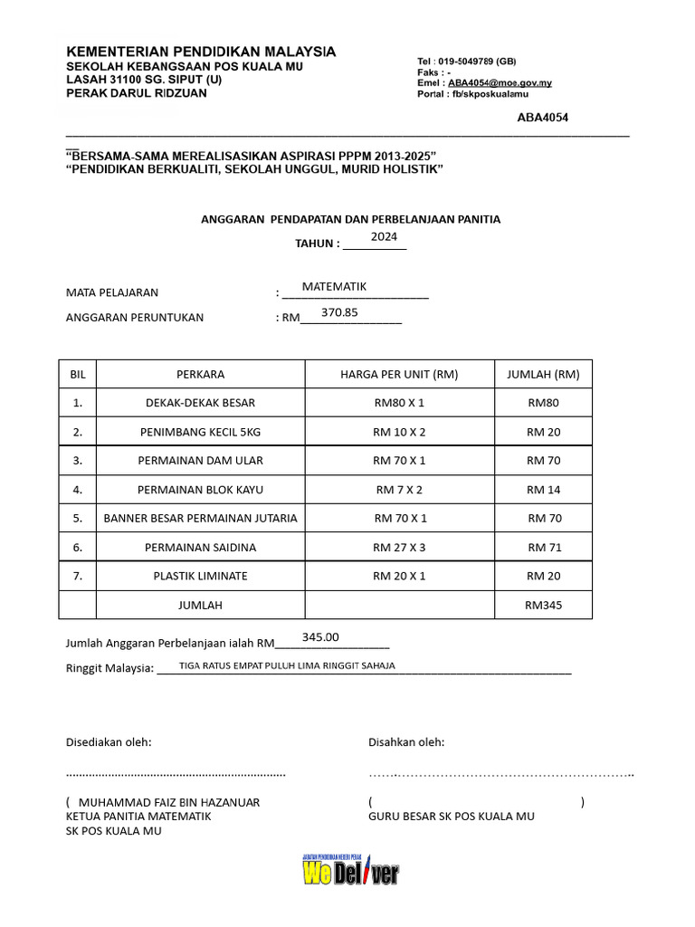 Anggaran Belanja Panitia | PDF