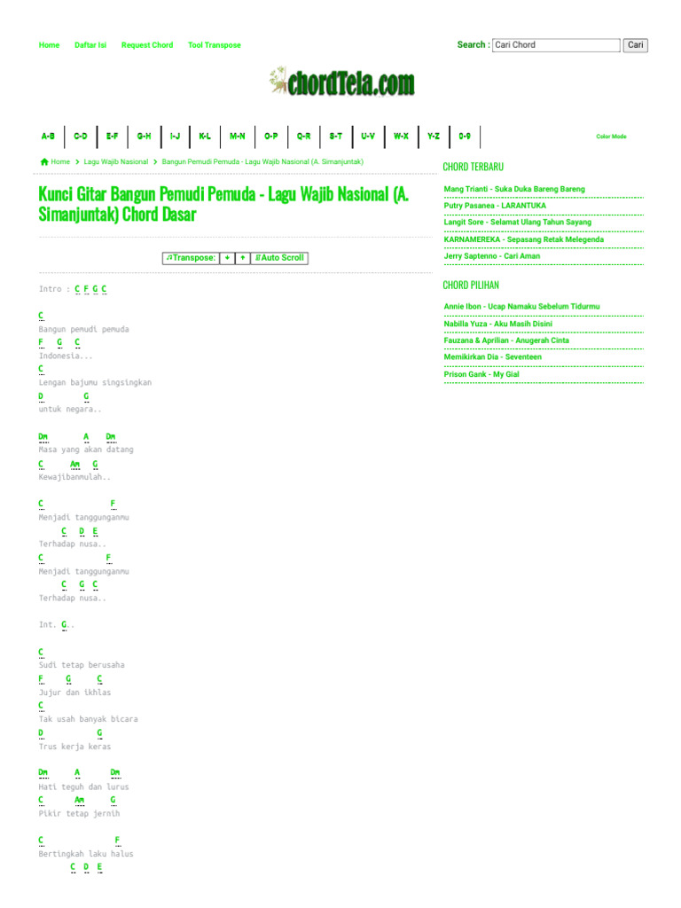 Kunci Gitar Bangun Pemudi Pemuda | PDF