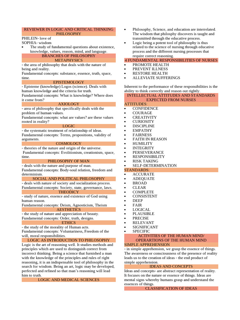 Reviewer For Logic and Critical Thinking | PDF | Inference | Truth