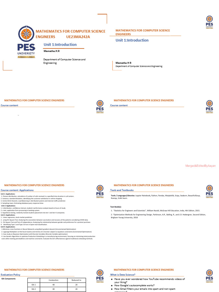 Mcse Unit1 Unit2 Merged | PDF | Regression Analysis | Errors And Residuals