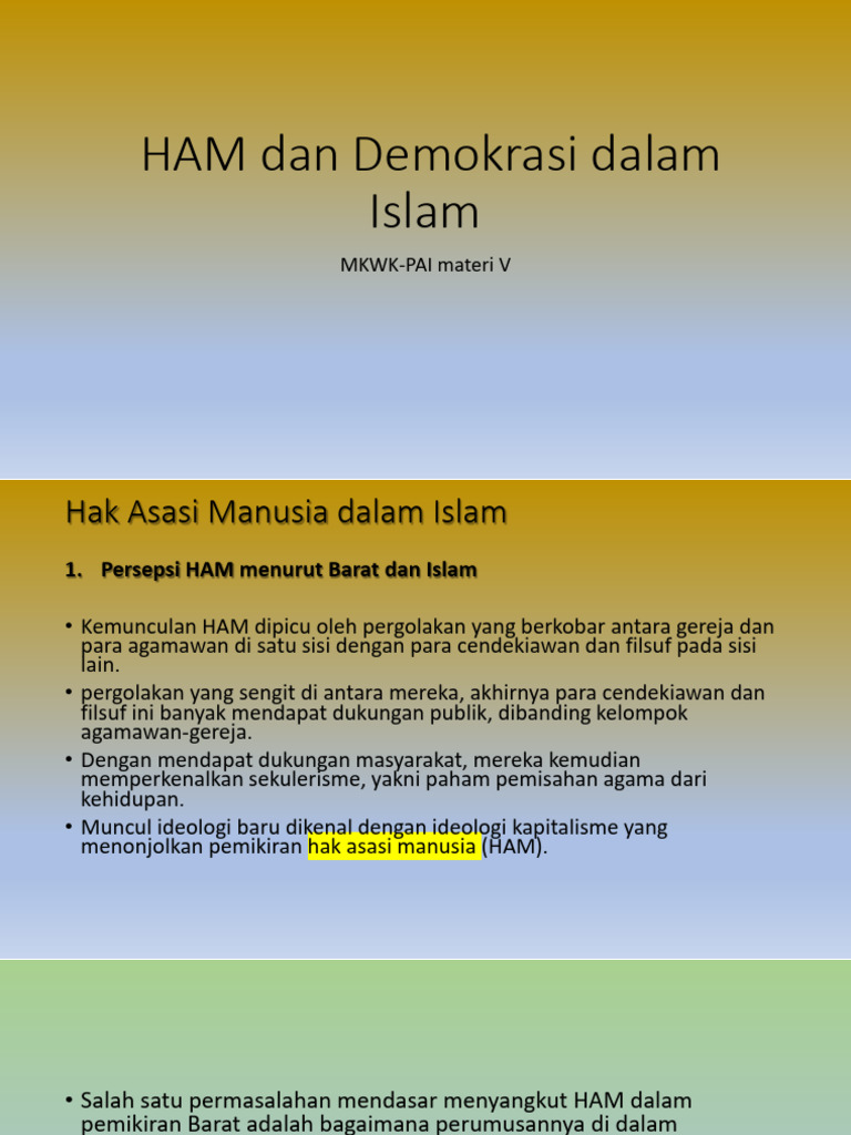 HAM dan Demokrasi dalam Perspektif Islam | PDF
