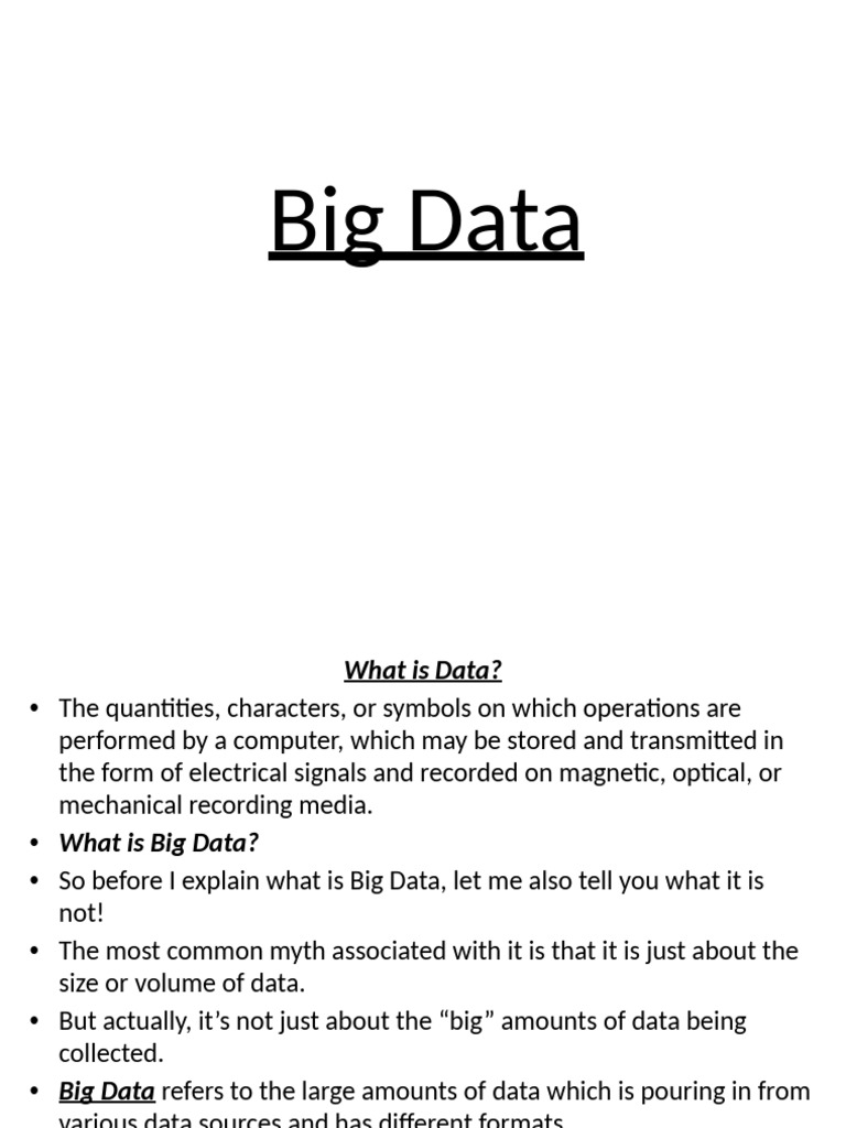Big Data Basics Unit 1 | PDF | Big Data | Data