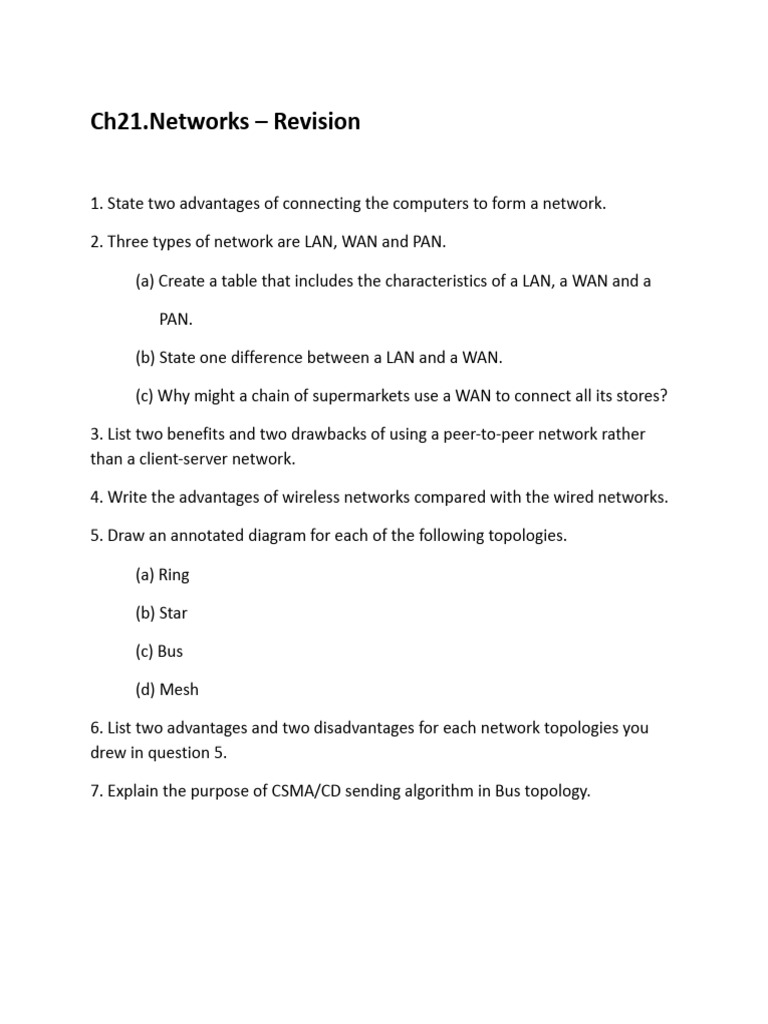 Networks Revision Questions | PDF
