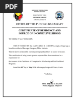 Barangay Solo Parent Certification Sample | PDF | Lifestyle