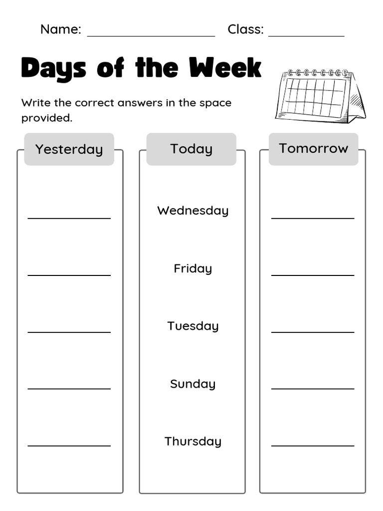 Days of The Week Word Search Worksheet in Colorful Simple Style | PDF ...