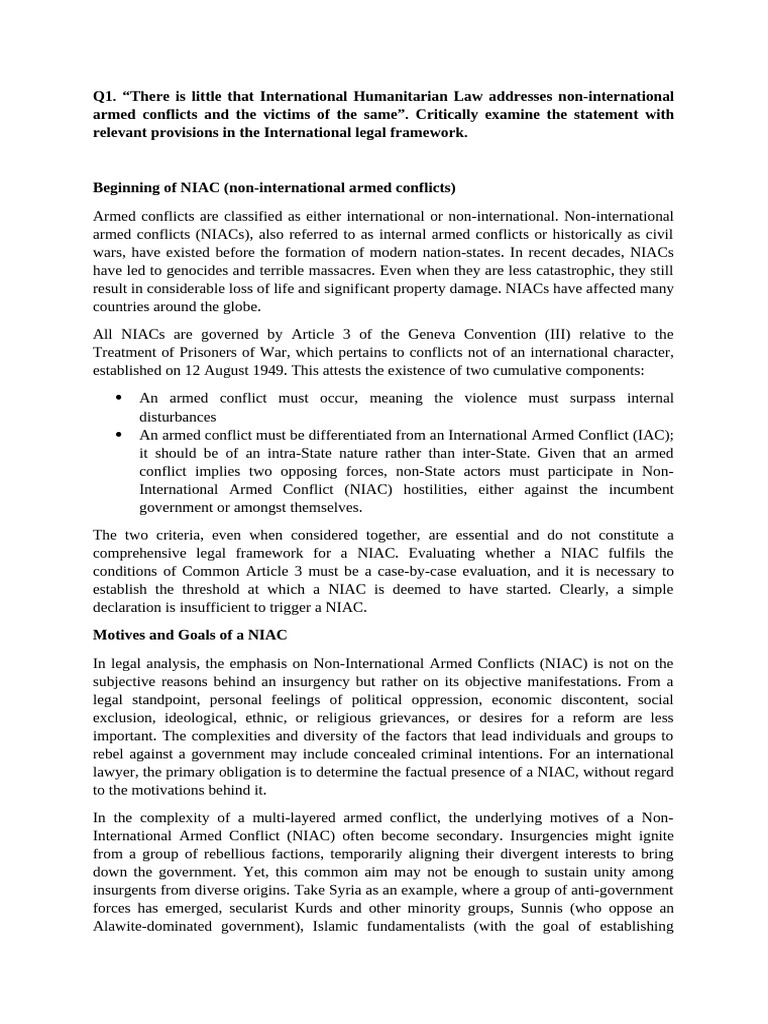 NIAC IHL | PDF | Geneva Conventions | International Humanitarian Law