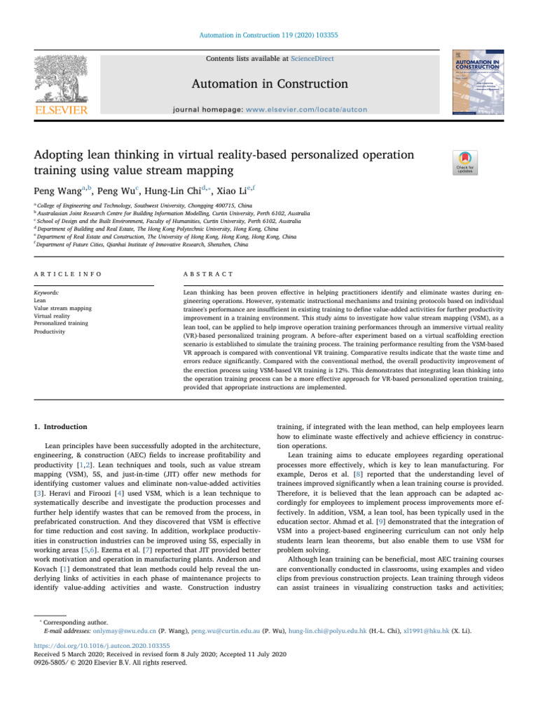 Adopting Lean Thinking in Virtual Reality-Based Personalized Operation ...