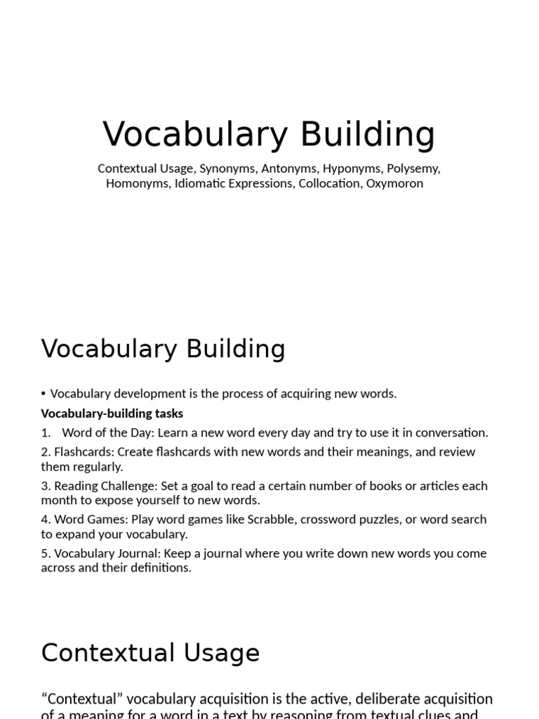 Vocabulary Building | PDF | Vocabulary | Word