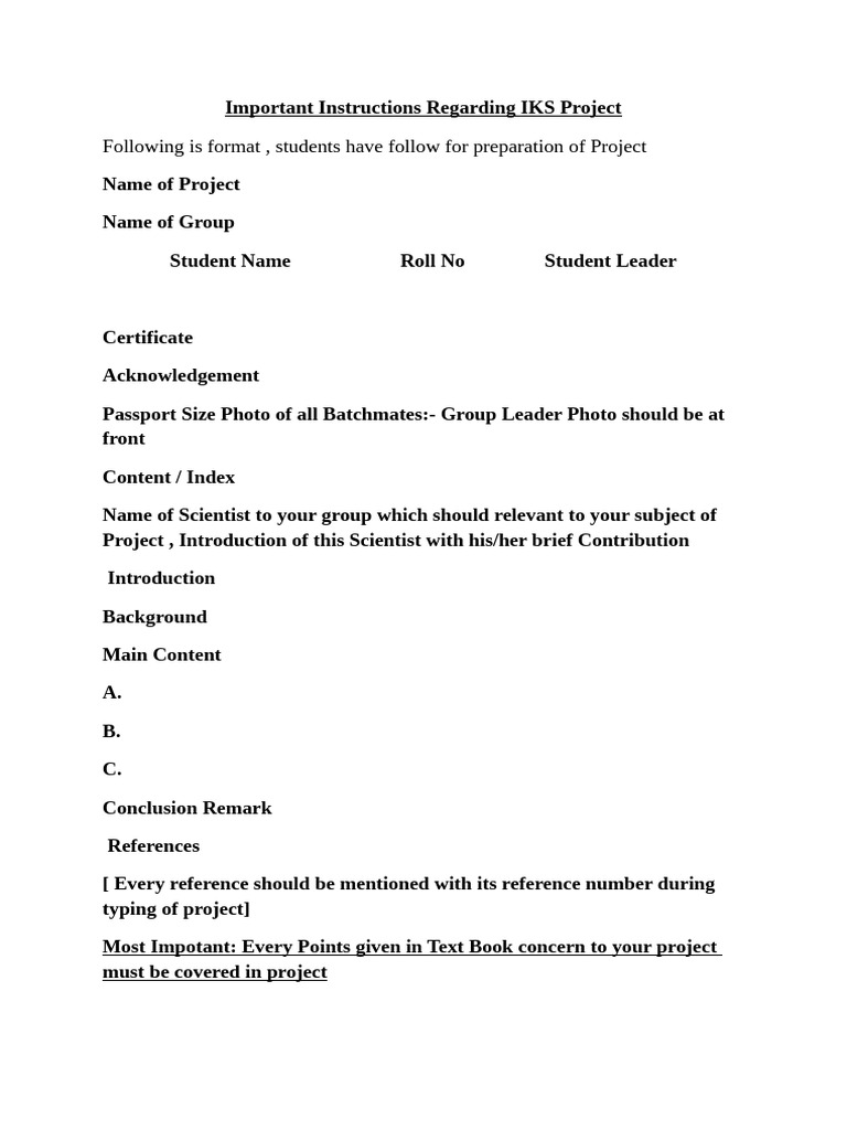 IKS Project Preparation Guide | PDF