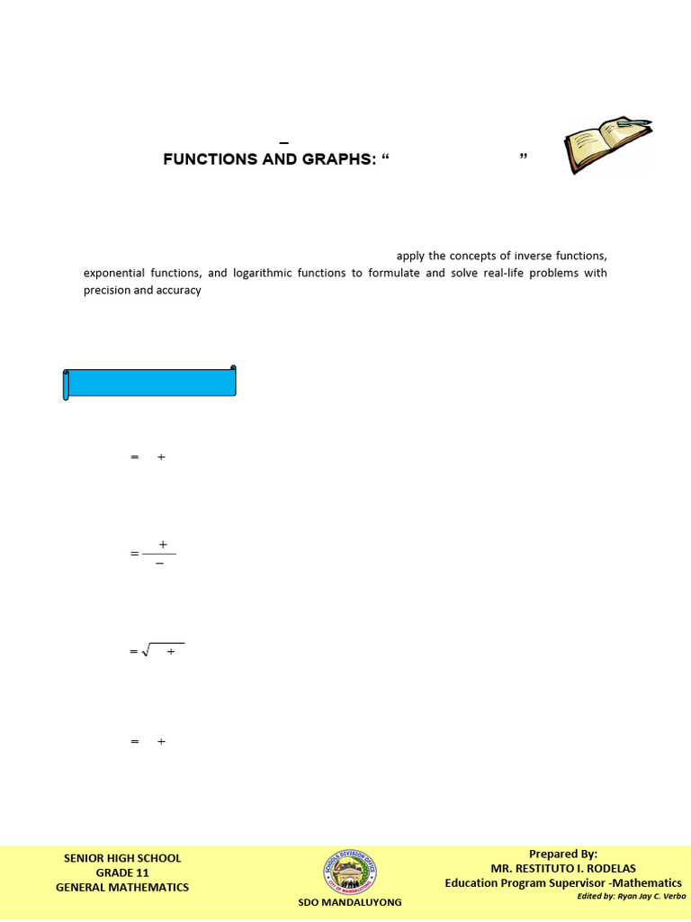 Activity Sheet 5 - Gr.11 - Inverse Function | PDF | Function ...