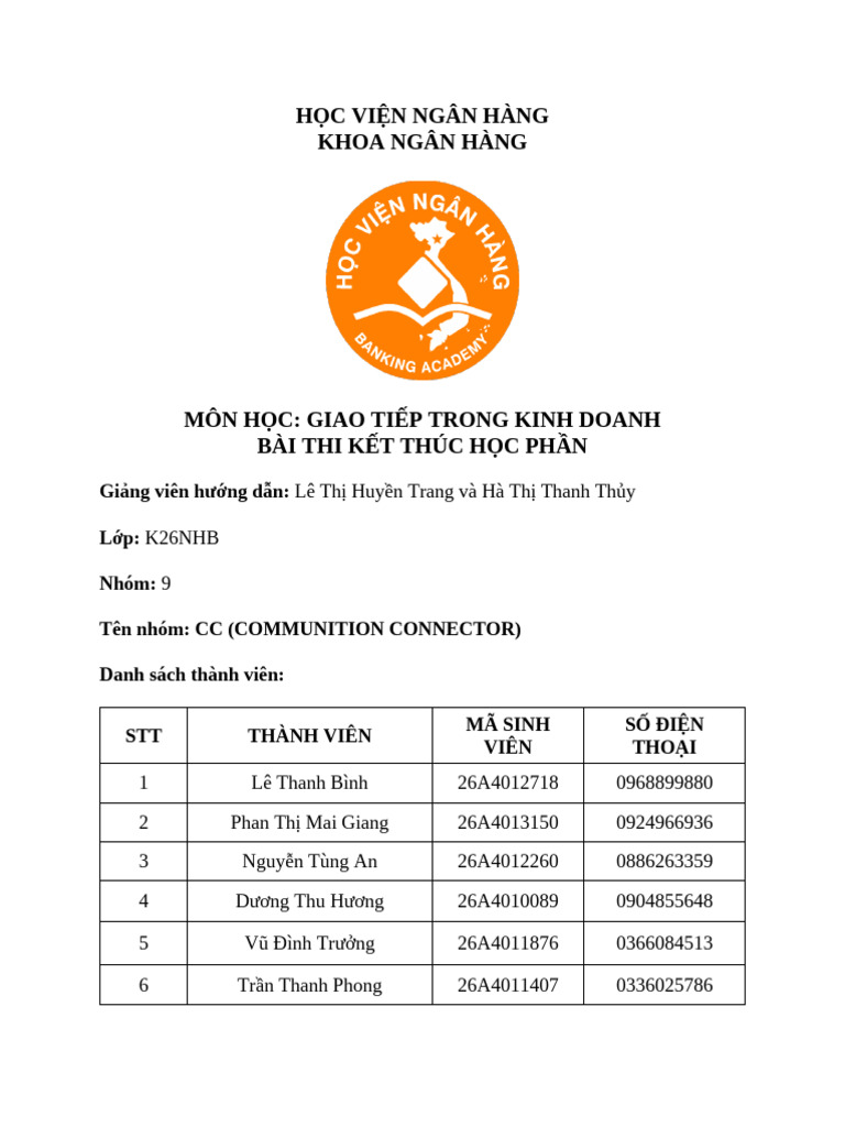 GTTKD NHÓM 9 Baif Cuoi Ki 10 Full | PDF