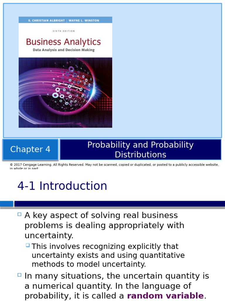 Albright DADM 6e PPT Ch04 | PDF | Probability Distribution | Variance