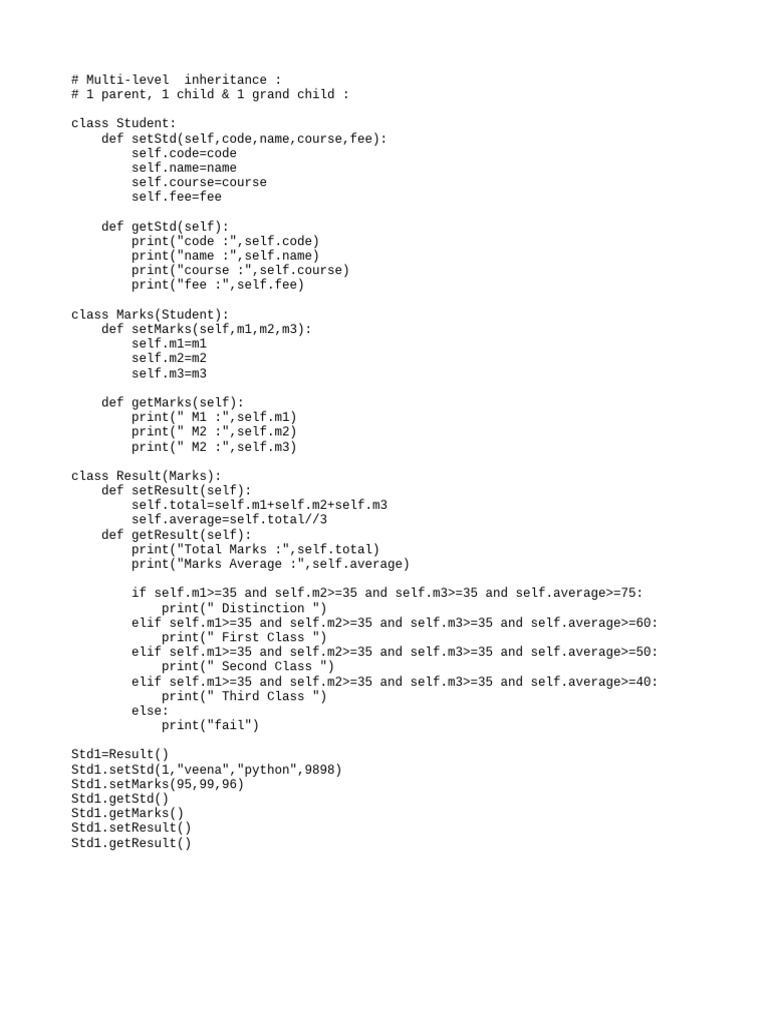 # Multi-Level Inheritance | PDF