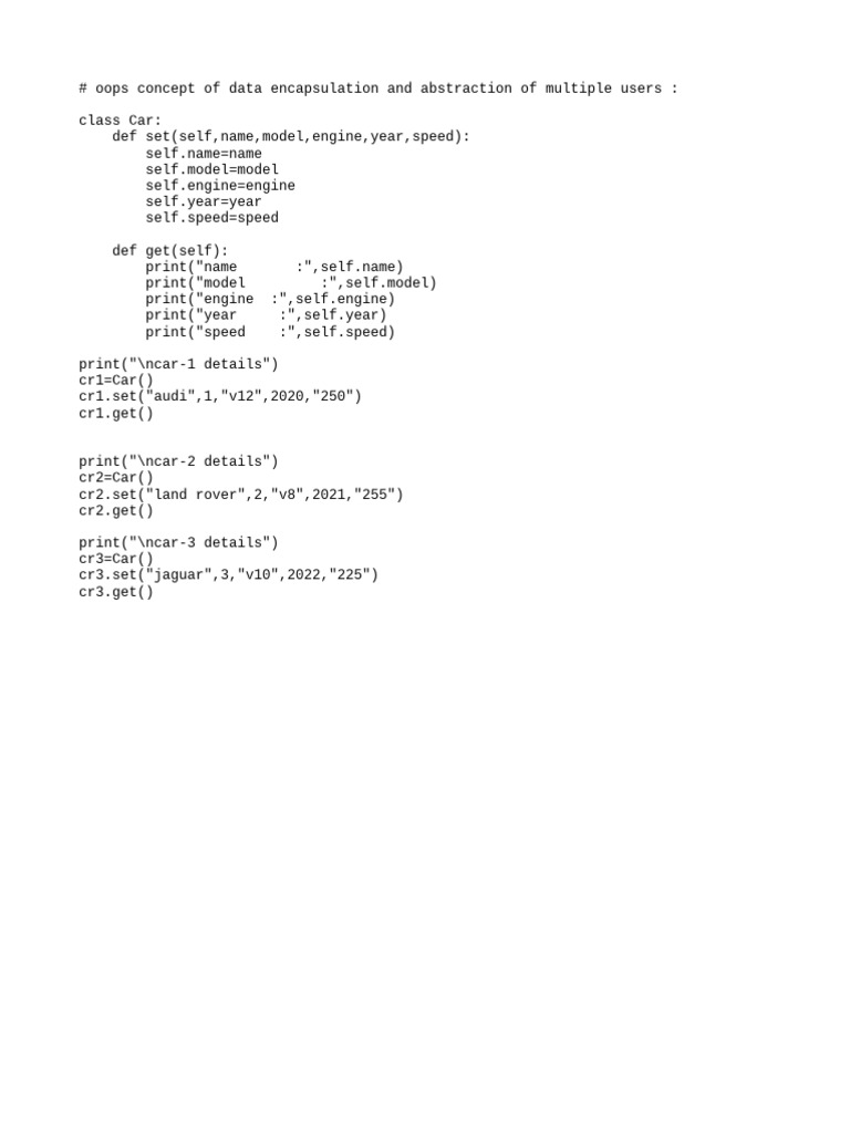 # Oops Concept of Data Encapsulation of Multiple Users 3 | PDF # Oops Concept of Data Encapsulation of Multiple Users 3 | PDF