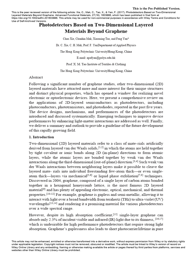 Photodetectors Based On Two-Dimensional Layered Materials Beyond ...