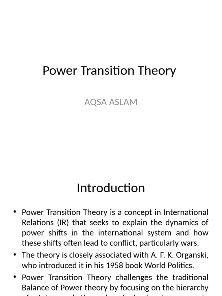 Power Transition Theory | PDF | Cold War | Soviet Union