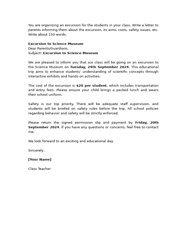 ISLPR Letter An Excursion For The Students. | PDF | Wellness