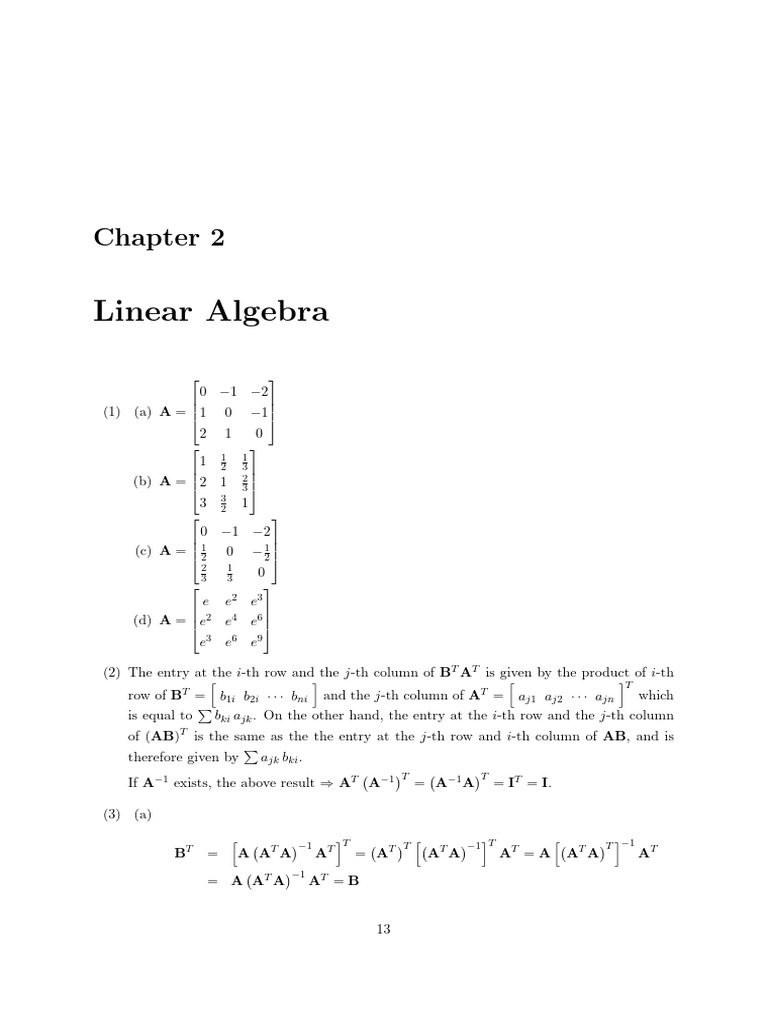 Linear Algebra | PDF | System Of Linear Equations | Matrix (Mathematics)