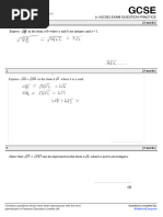 GCSE Maths: Surds Practice | PDF | Mathematics