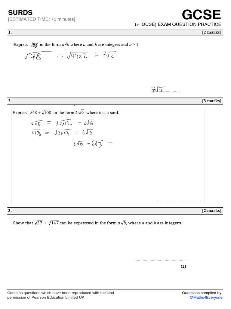Surds Gcse | PDF | Area | Number Theory