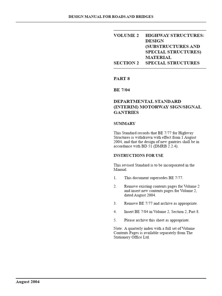 228-Be704 - Departmental Standard (Interim) Motorway Sign | PDF ...