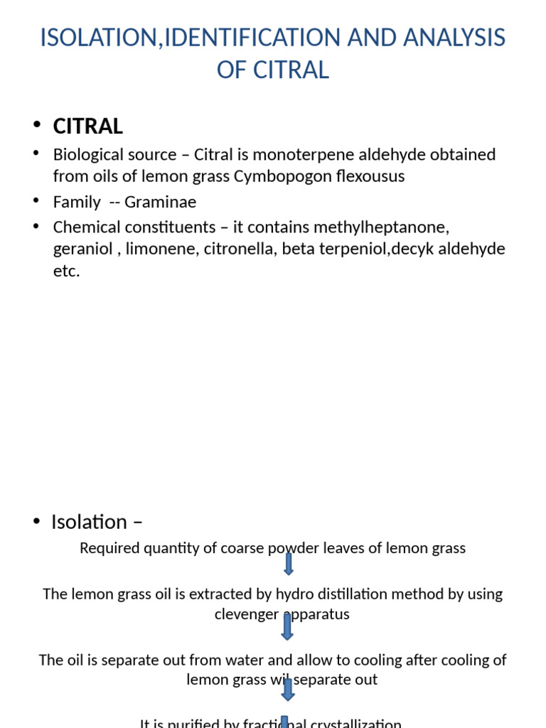 Isolation, Identification and Analysis of Citral | PDF