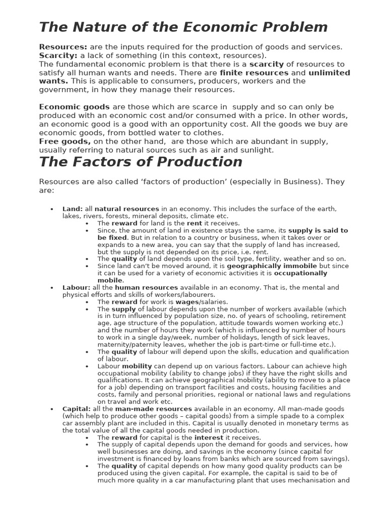 Understanding Economic Scarcity and Costs | PDF | Entrepreneurship ...