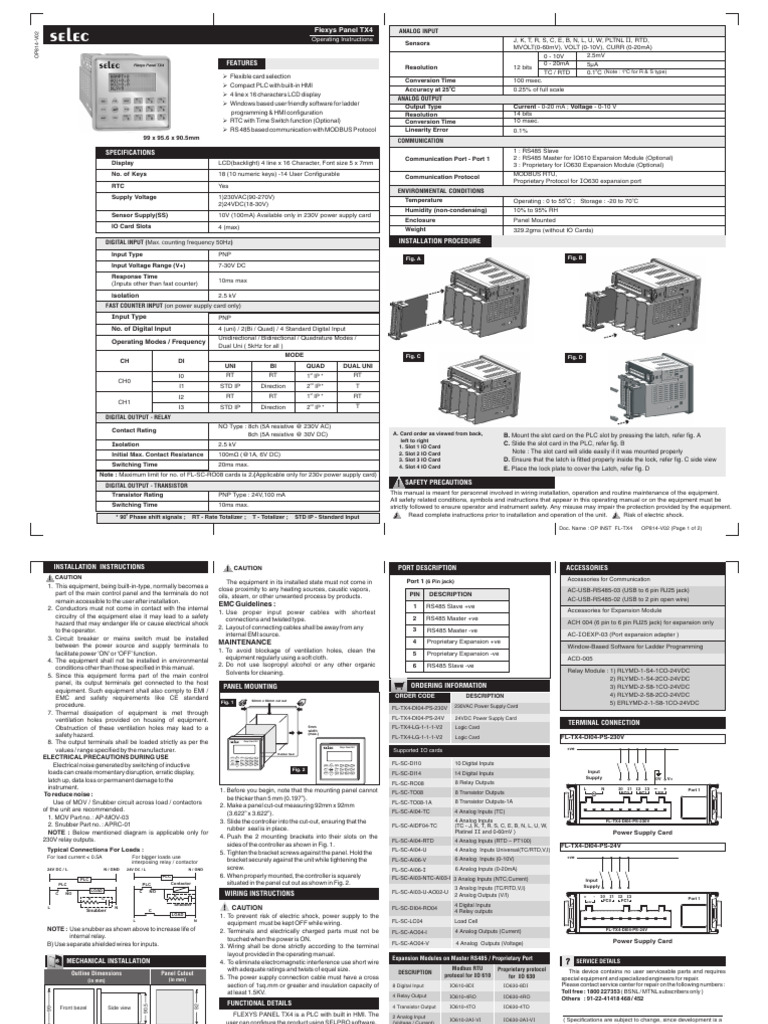 Flexys TX4 DSP - Instruction Manual | PDF | Power Supply | Programmable Logic Controller