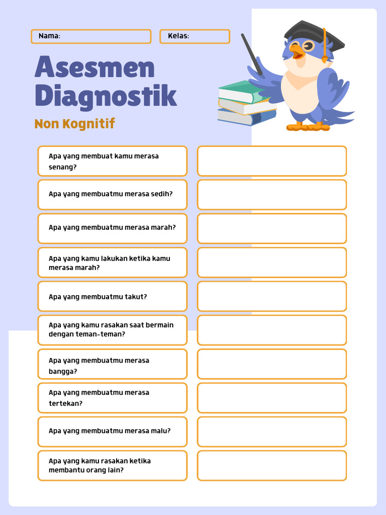 Asesmen Diagnostik Non Kognitif Lembar Kerja Ungu Ilustratif | PDF