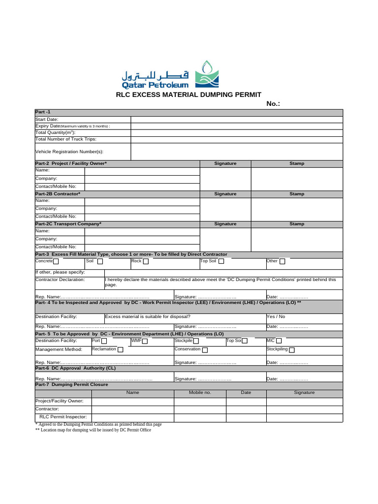 RLC Excess Material Dumping Permit | PDF