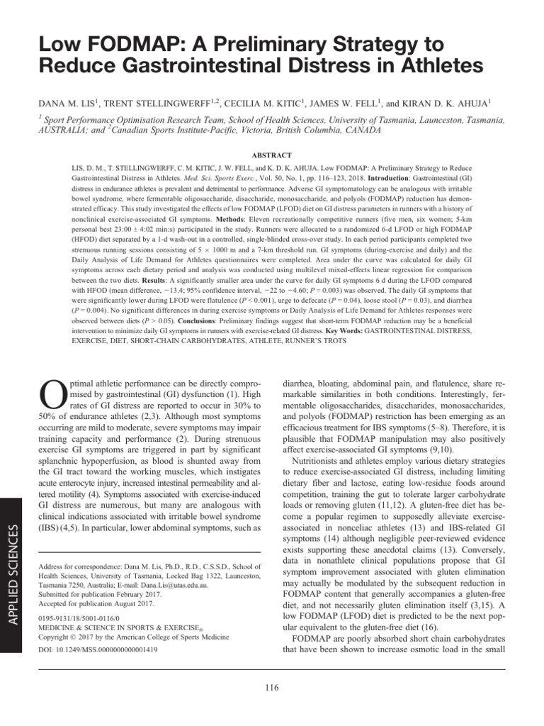 Low FODMAP - A Preliminary Strategy To Reduce Gastrointestinal Distress ...