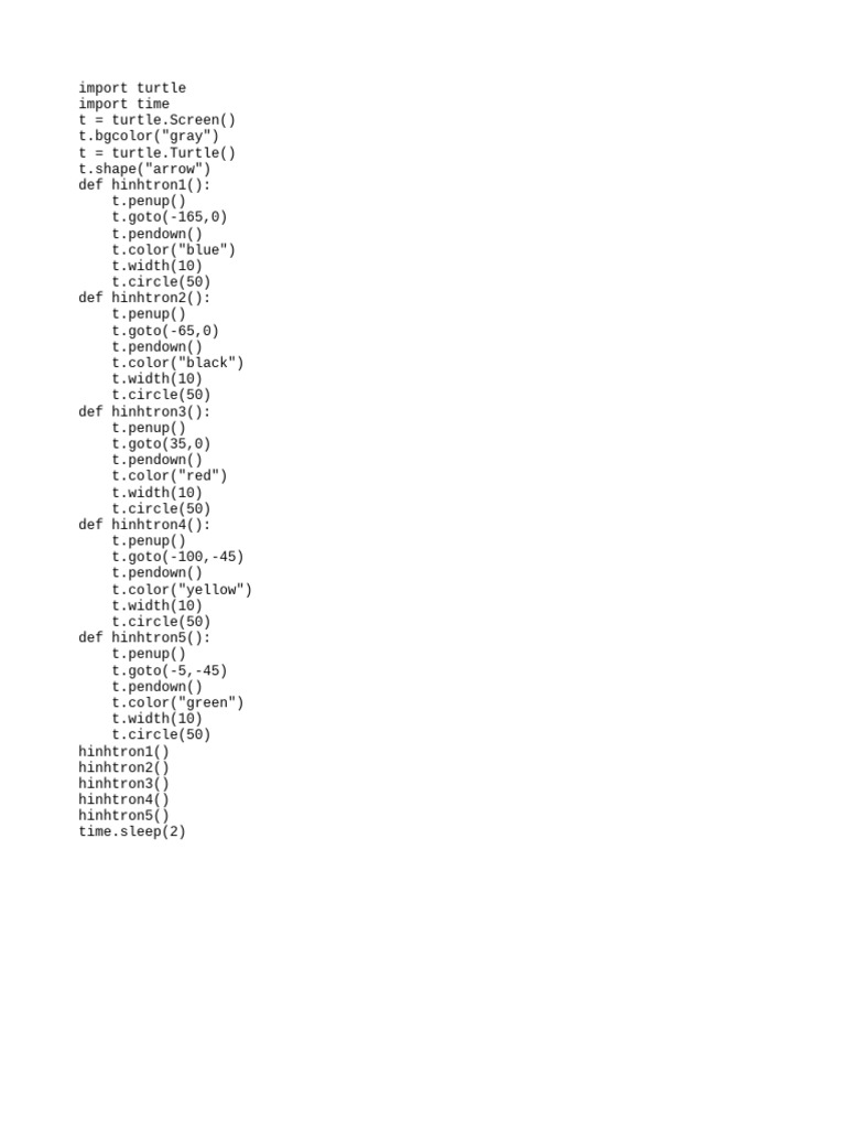 Vẽ Cờ Olimpics Bằng Turtle (C2) | PDF